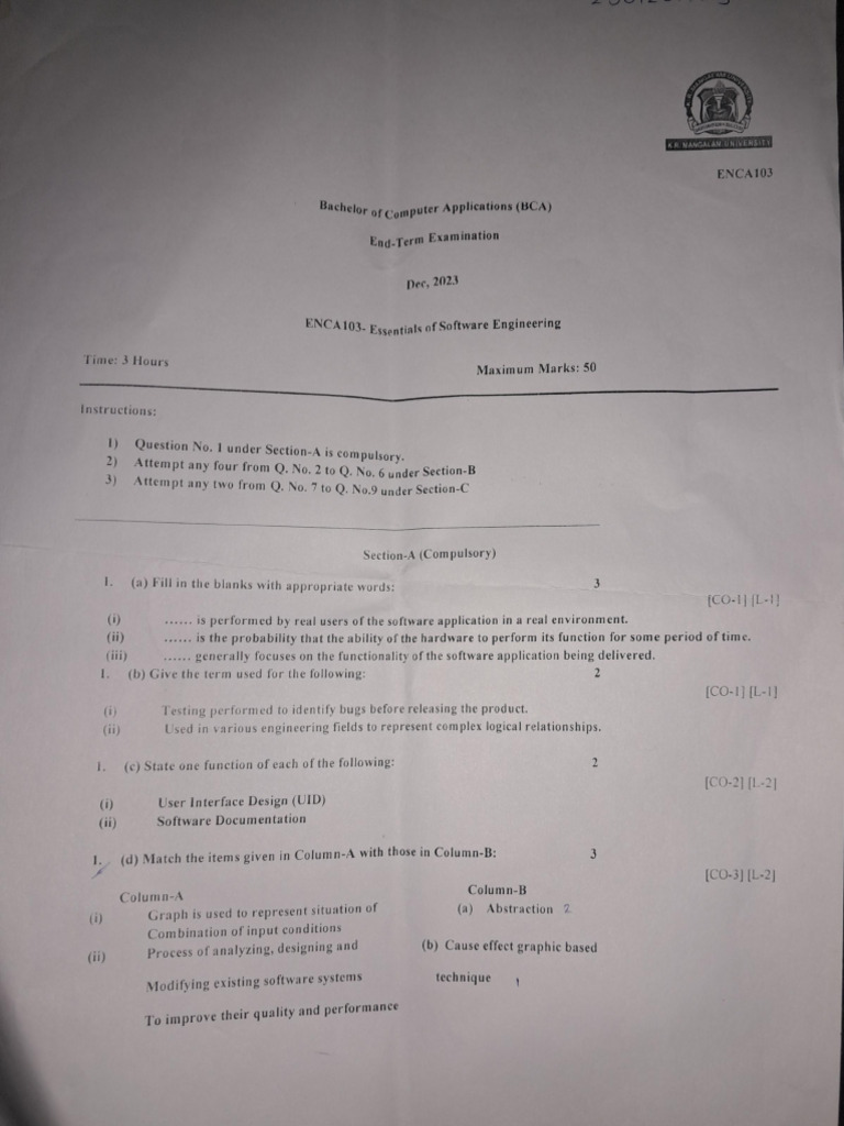 Last Year Question Paper | PDF | Html | Software