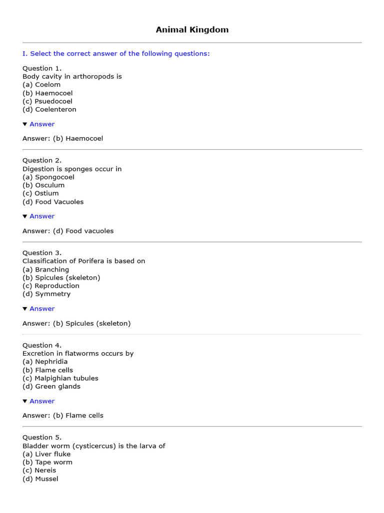 animal kingdom 2 | PDF | Invertebrate