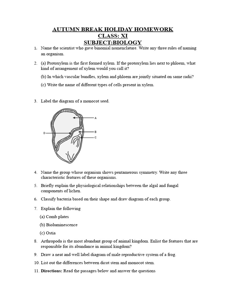 Share XI AUTUMN BREAK HOLIDAY HOMEWORK BIOLOGY | PDF | Cell Membrane ... Share XI AUTUMN BREAK HOLIDAY HOMEWORK BIOLOGY | PDF | Cell Membrane ...