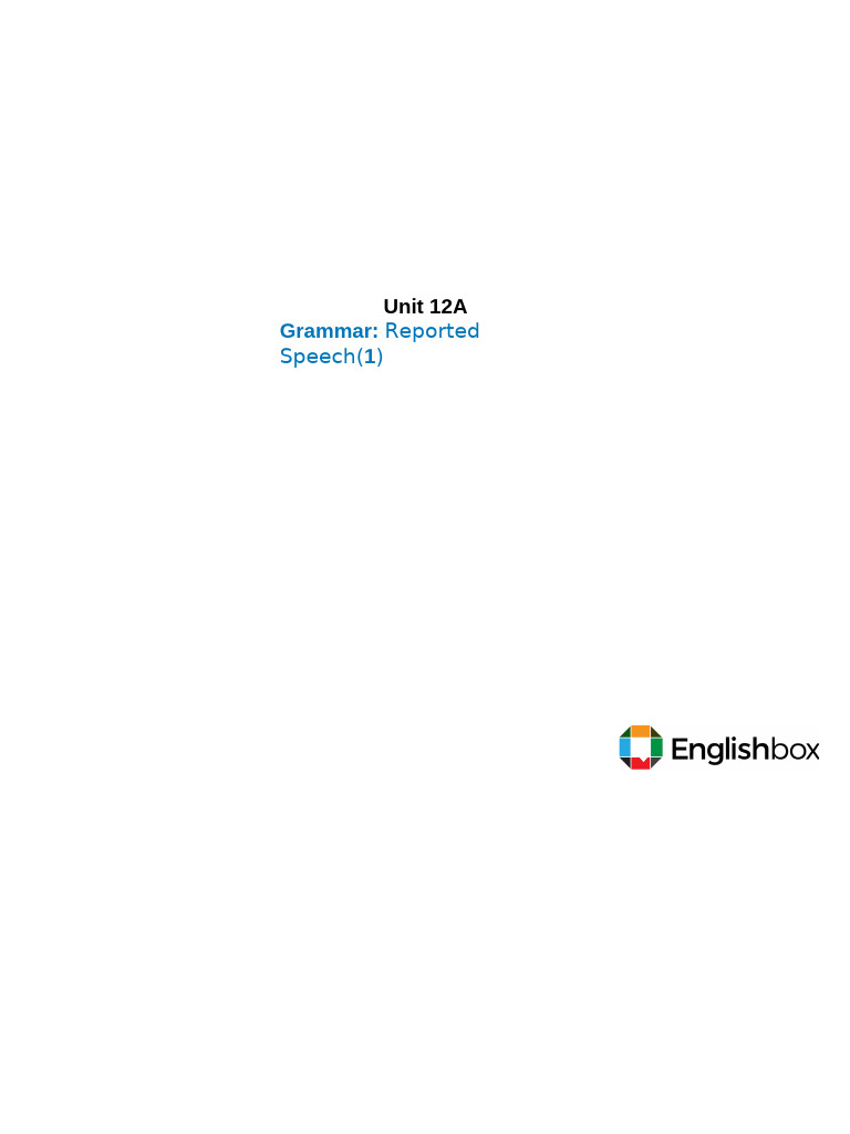 Lesson 35 Reported Speech PDF | PDF | Linguistic Morphology | Syntax