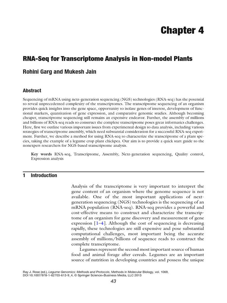 RNA-Seq For Transcriptome Analysis in Non-Model Plants | PDF | Transcriptome | Dna Sequencing