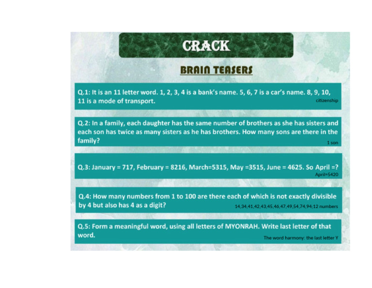 brain teasers | PDF