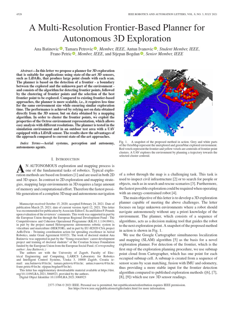 A Multi-Resolution Frontier-Based Planner For Autonomous 3D Exploration | PDF | Lidar | Cluster ...