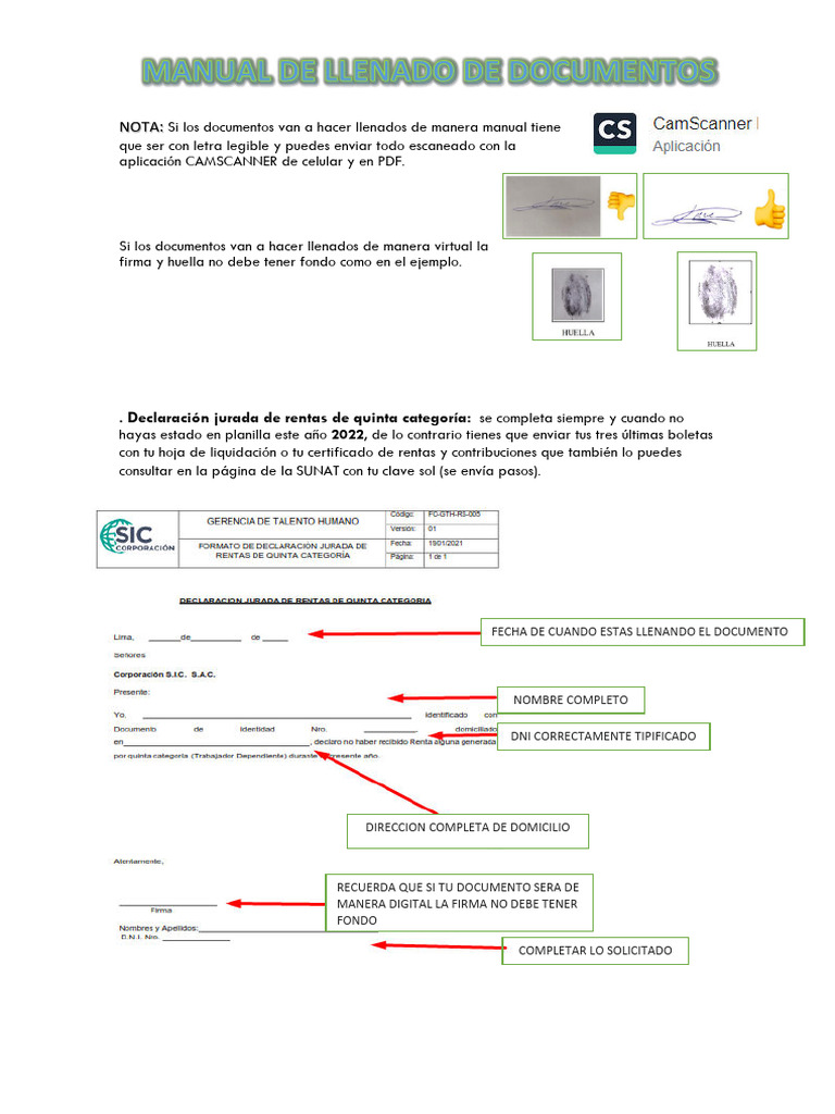 MANUAL DE LLENADO DE DOCUMENTOS | PDF | Documento de identidad