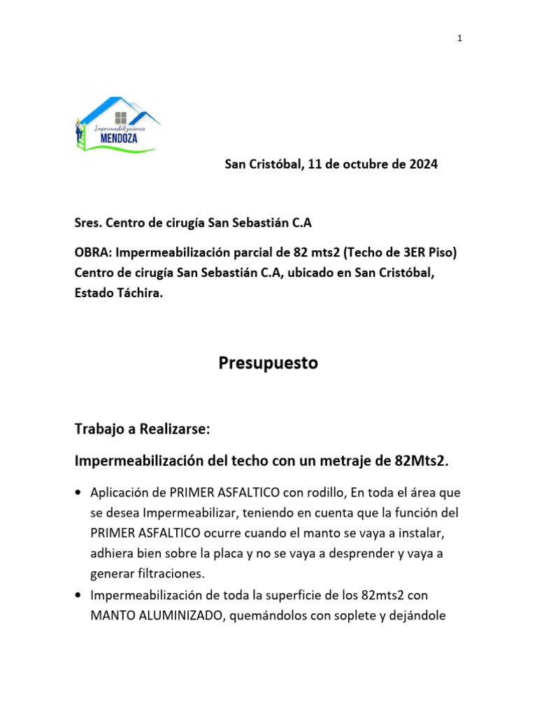 PRESUPUESTO TECHO DE 3ER PISO | PDF