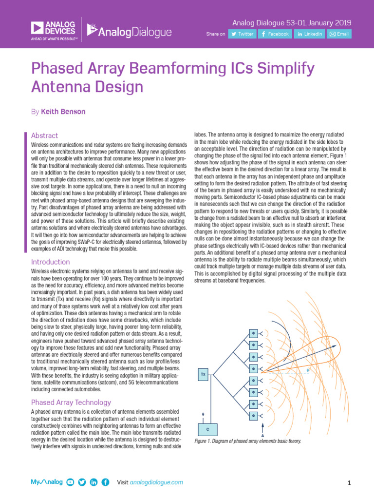 Phased Array Beamforming Ics Simplify Antenna Design | PDF | Antenna (Radio) | Radar
