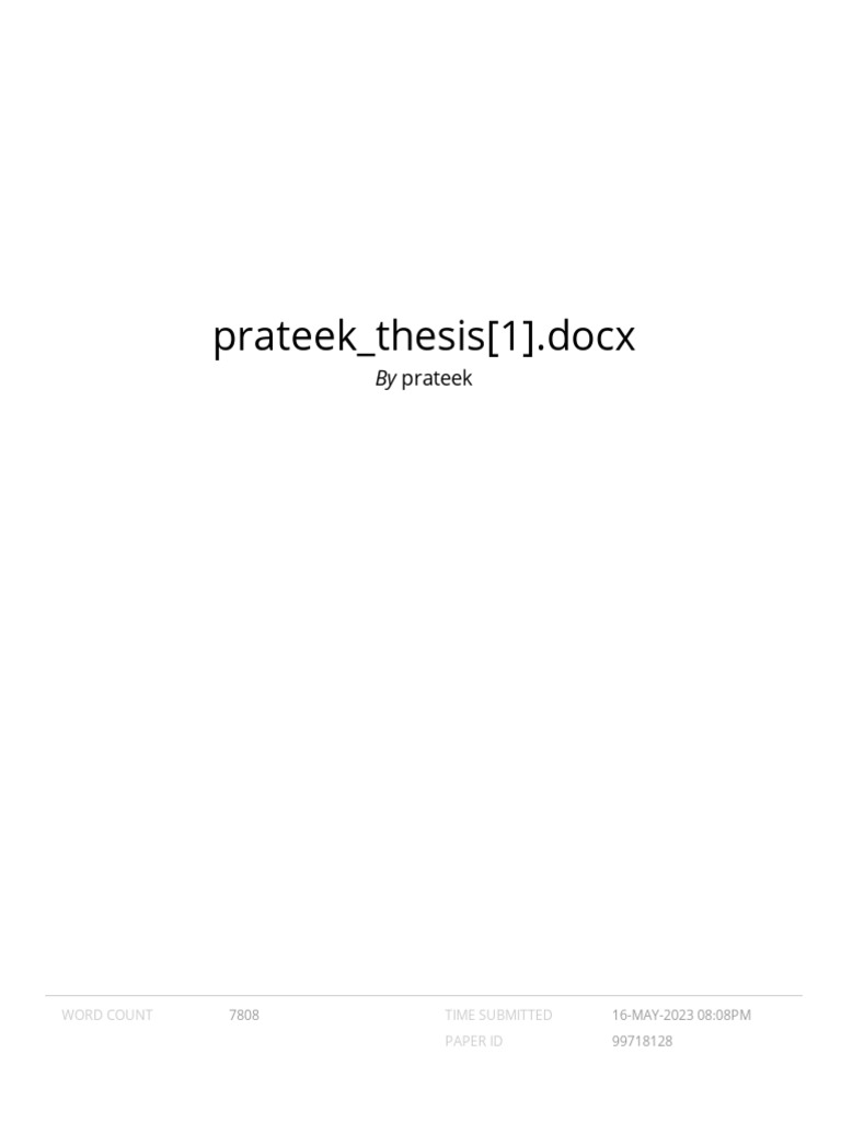 Prateek Thesis 1 Docx | PDF