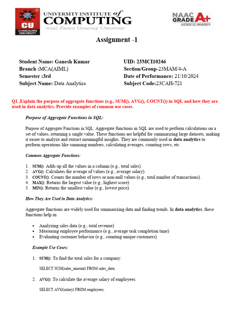 Assignment -Da Pdfff | PDF | No Sql | Database Index