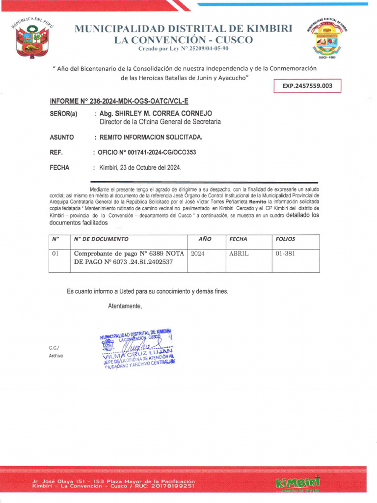 Informe #236-2024-Mdk-Ogs-Oatc-Vcl-E20241023 - 17022442 | PDF