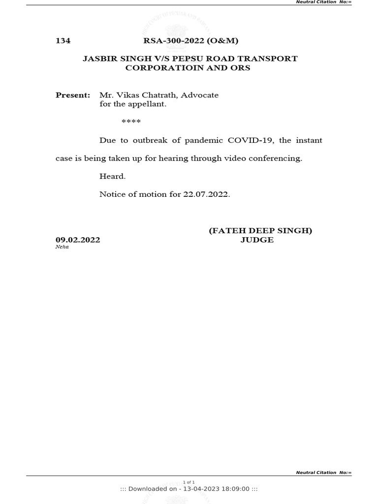 Rsa 300 2022 09 02 2022 Interim Order | PDF