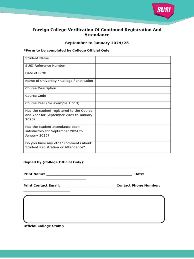 Foreign College Verification of Continuing Registration Sep Jan 2024 25 ...