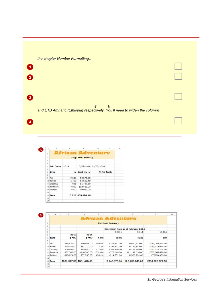 Excel Number Formatting Practice Exercise | PDF