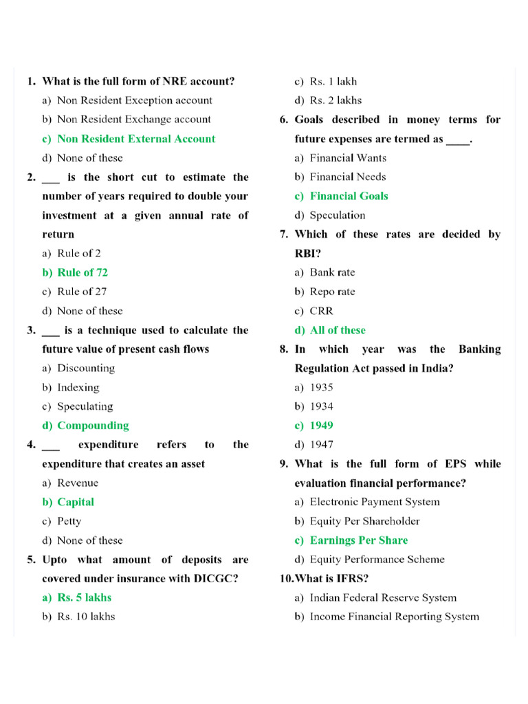 FEIA MCQ Important Questions | PDF