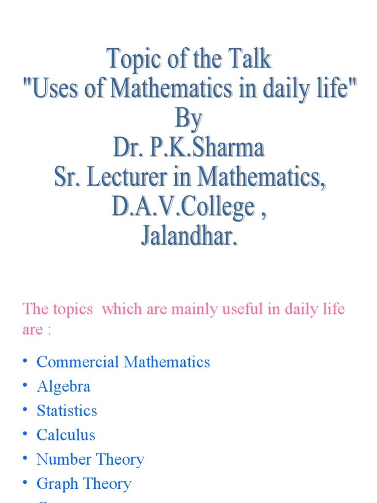Uses of Mathematics in Daily Life | PDF | Stocks | Calculus