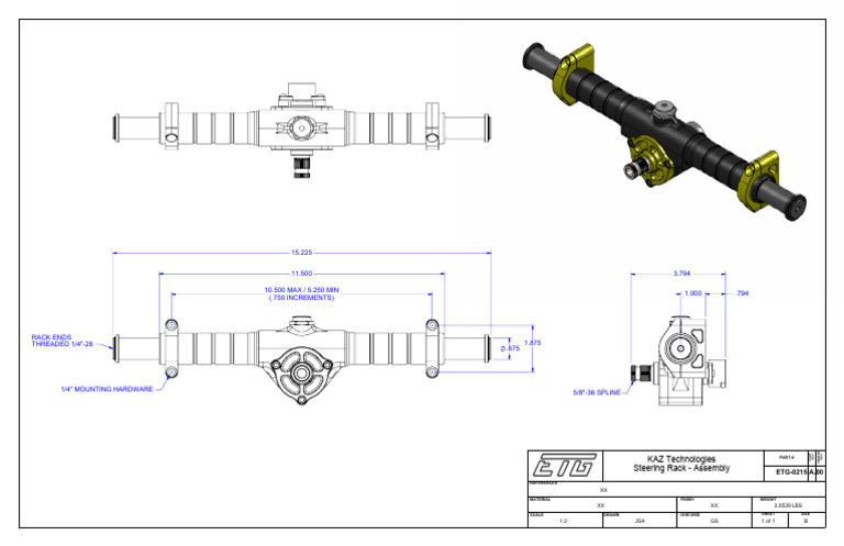 KAZ Steering Rack Dimensions | PDF