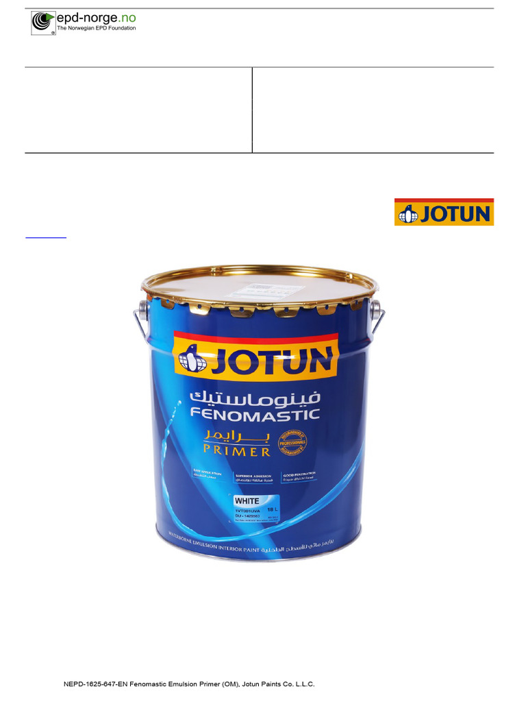 Jotun Fenomastic-Emulsion-Primer | PDF | Paint | Materials