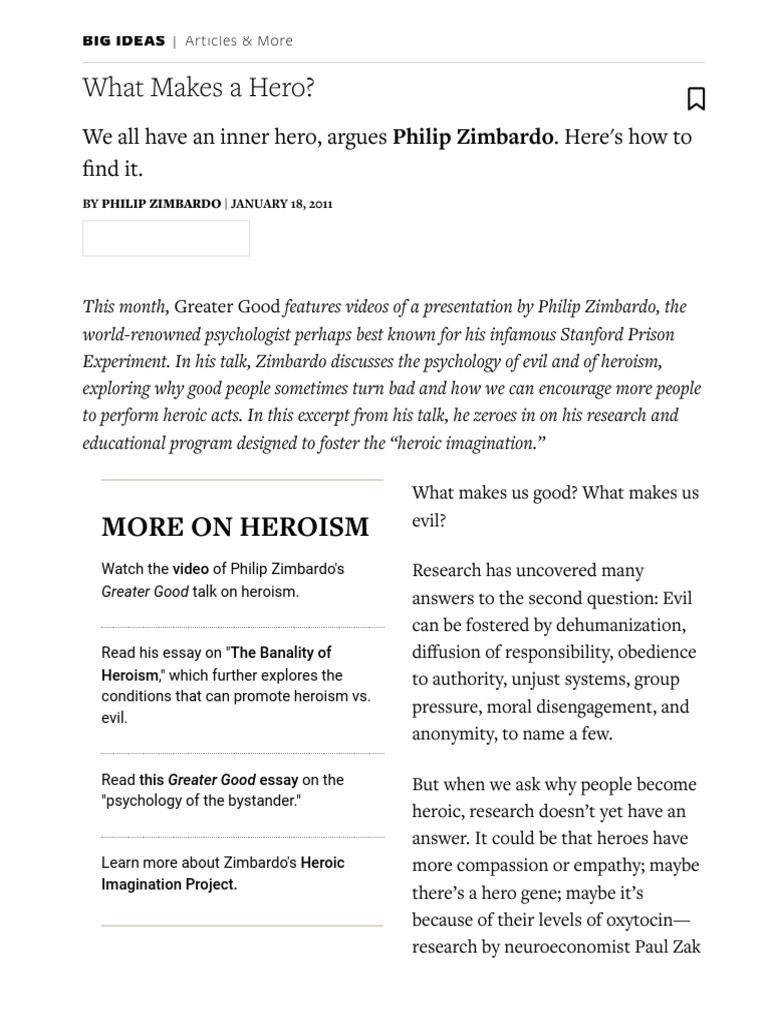 What Makes A Hero Greater Good | PDF | Hero | Compassion
