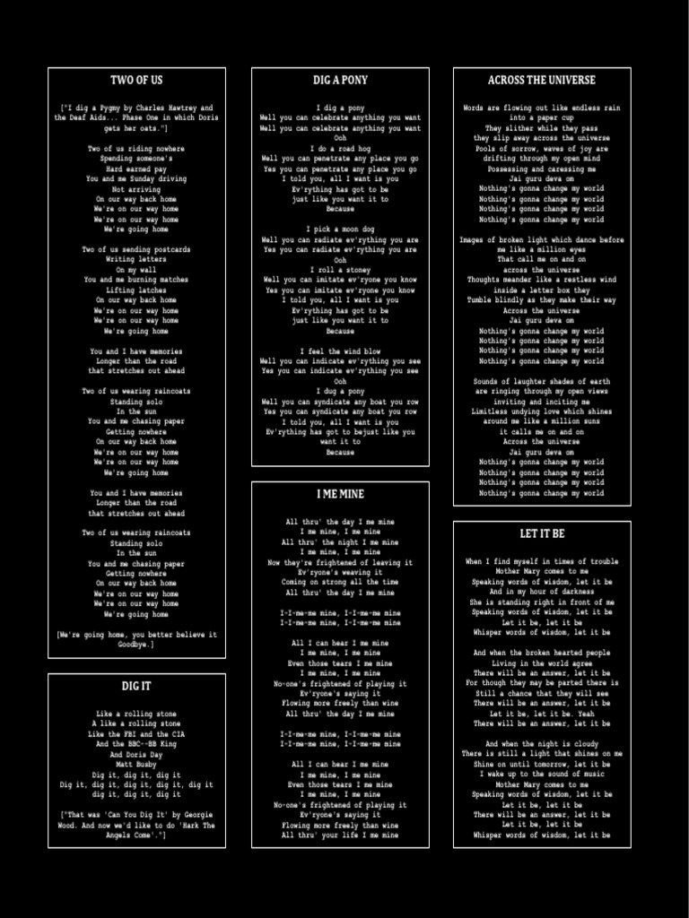 BEATLES - Let It Be | PDF | Poetry