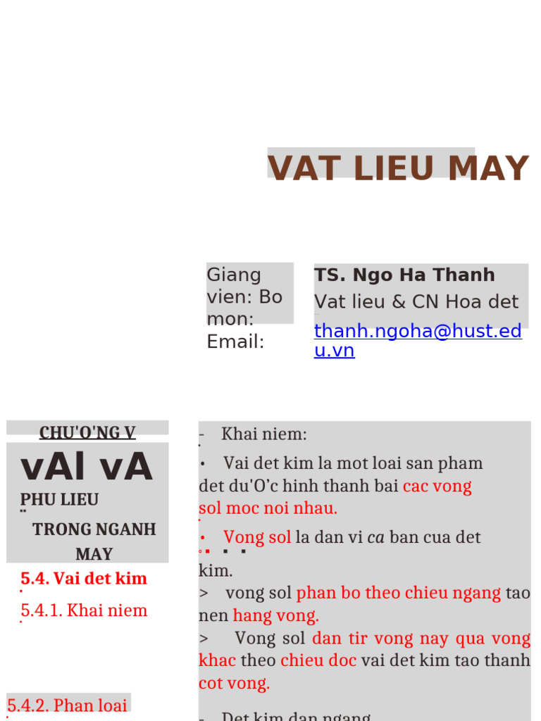 Vat Lieu May w11 c5 Vai Det Kim Va Khong Det | PDF
