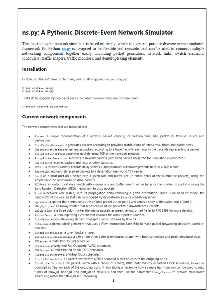 Python Discrete-Event Network Simulator | PDF | Port (Computer ...
