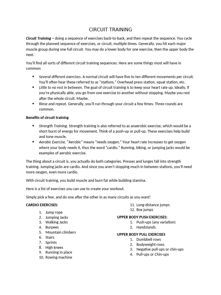 Practical_Exam_Circuit_Training(2) | PDF | Aerobic Exercise | Strength Training