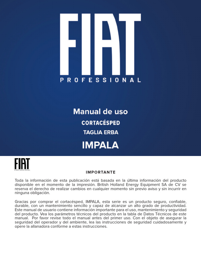 Manual Cortagrama Impala Fiat | PDF | Cortacésped | Tornillo