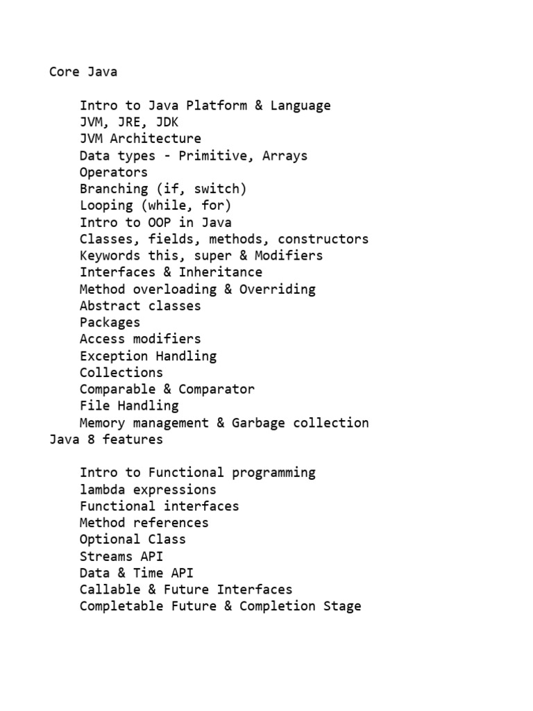 java slylabus full stack developer | PDF | Java (Programming Language ... java slylabus full stack developer | PDF | Java (Programming Language ...