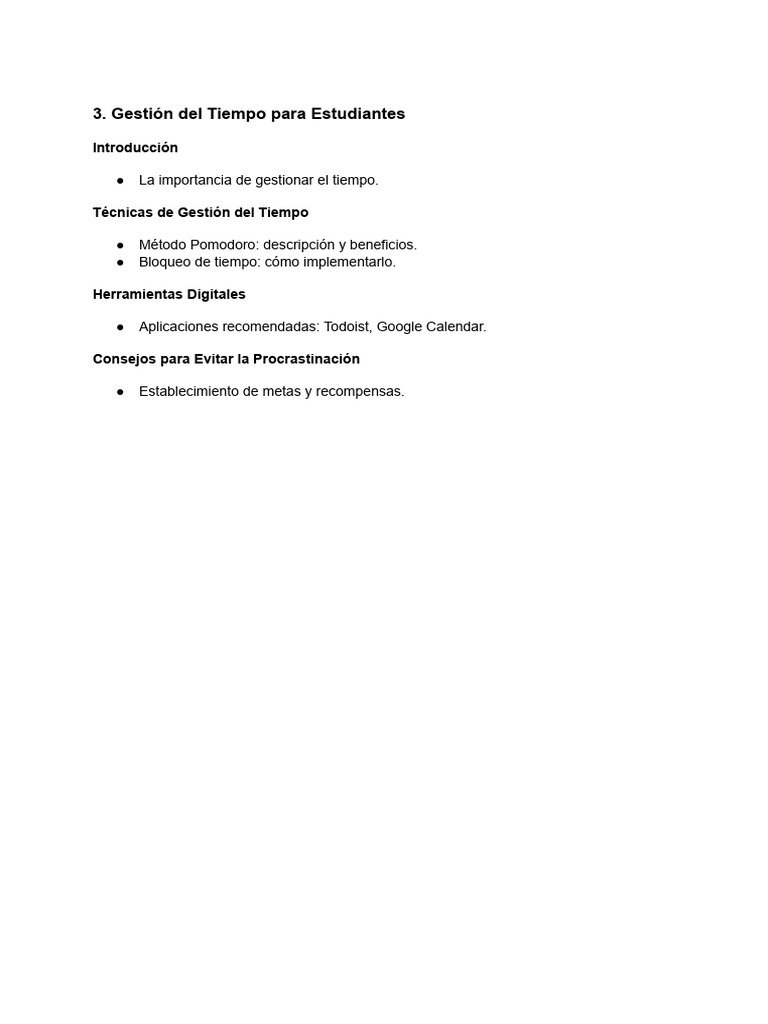 Gestión Del Tiempo para Estudiantes: La Importancia de Gestionar El ...
