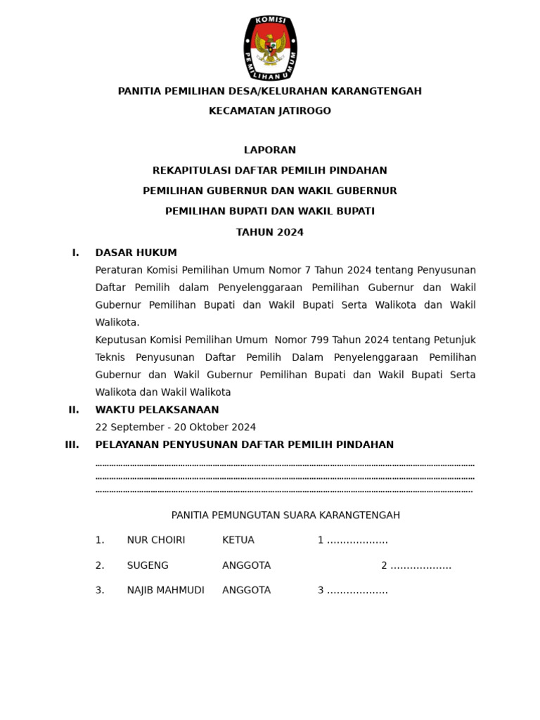 Rekapitulasi Pemilih Pindahan 2024 | PDF | Pengelolaan Keuangan & Uang