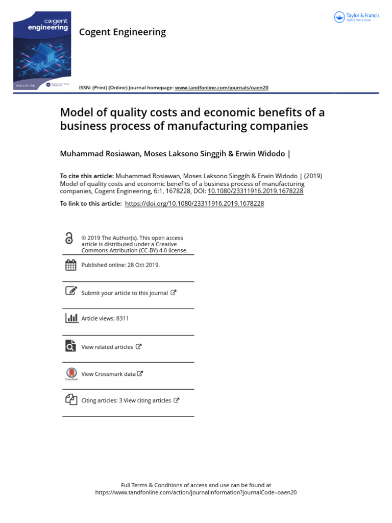Model of Quality Costs and Economic Benefits of A Business Process of ...