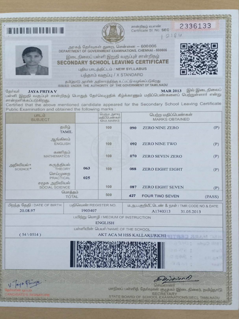 Jayapriya 10th-Compressed | PDF