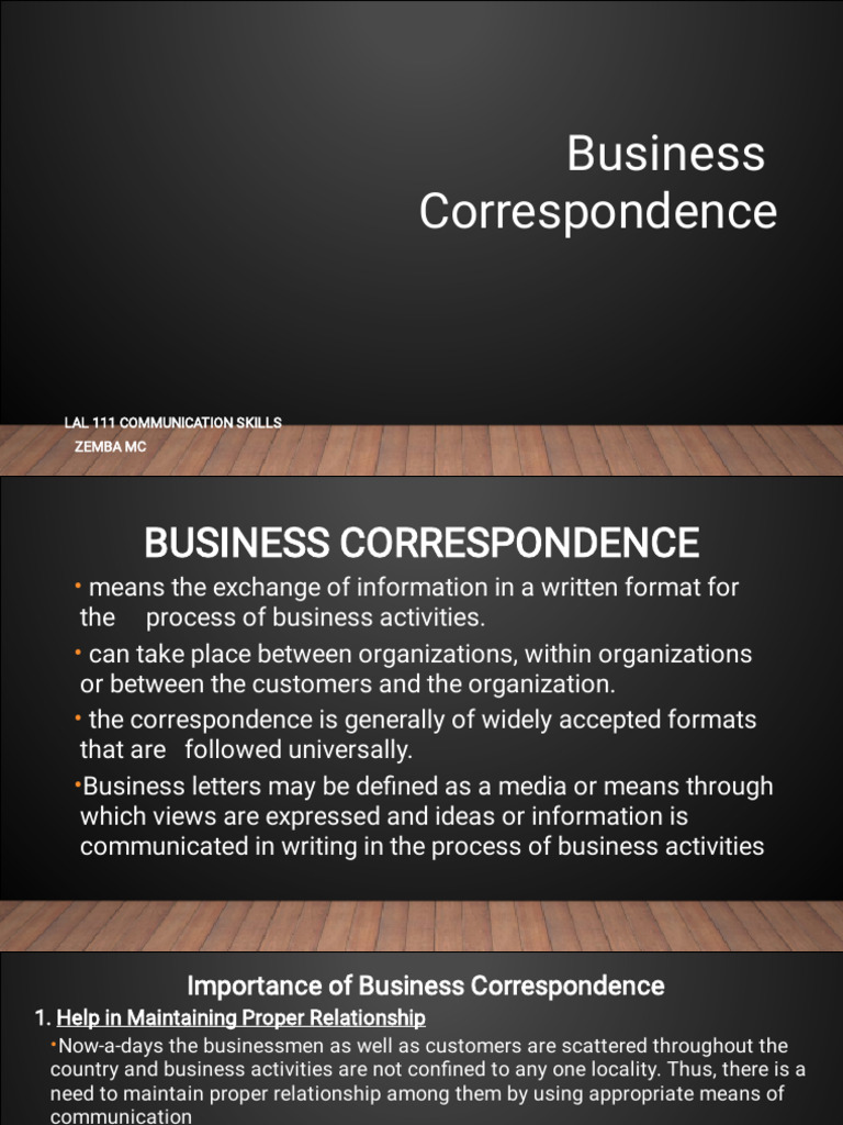 Business Correspondence Ppt2 | PDF | Memorandum | Communication