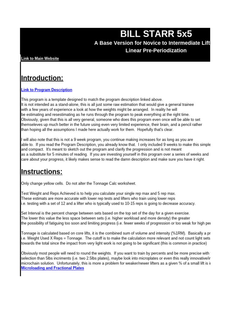 Bill Starr 5x5 Training Program Guide | PDF | Computers