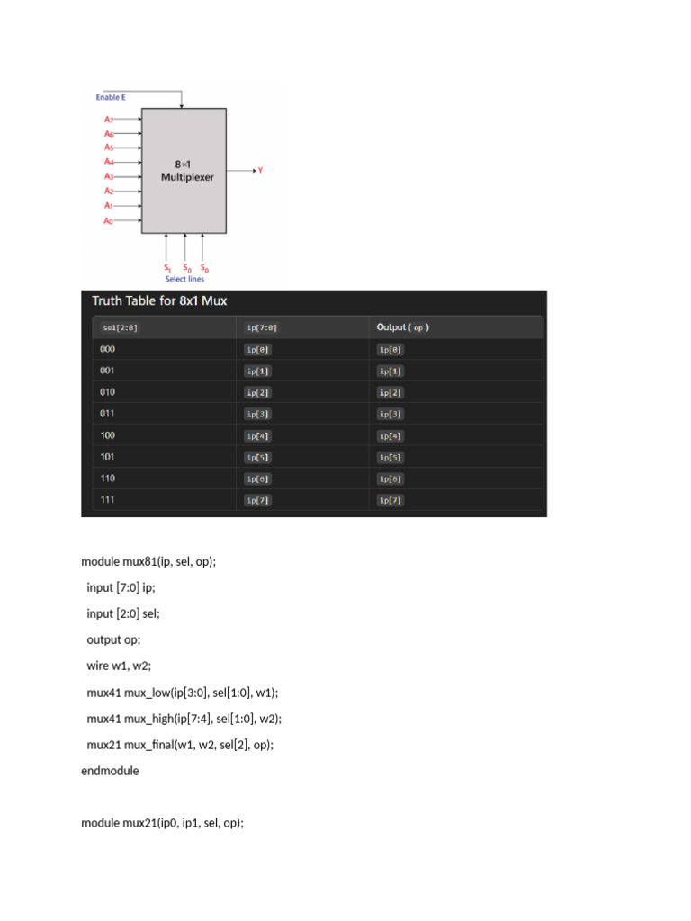 8x1 mux | PDF | Multiplexing | Digital Electronics