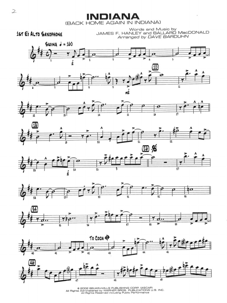 Indiana Jazz Sheet Music | PDF
