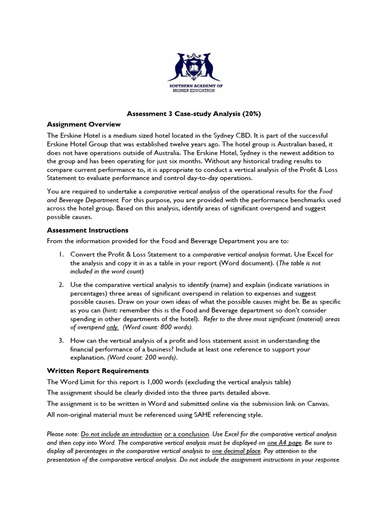 2024S2 - ACC102 - Assessment 3 - Cash Study - Vertical Analysis | PDF ...