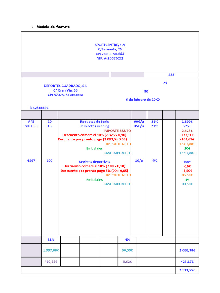 REPASO FACTURA 1 | PDF | Factura | Documentos empresariales