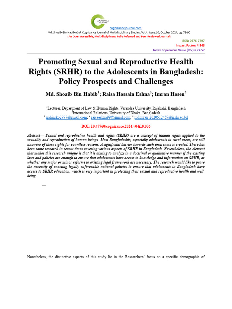 Promoting Sexual and Reproductive Health Rights (SRHR) To The ...