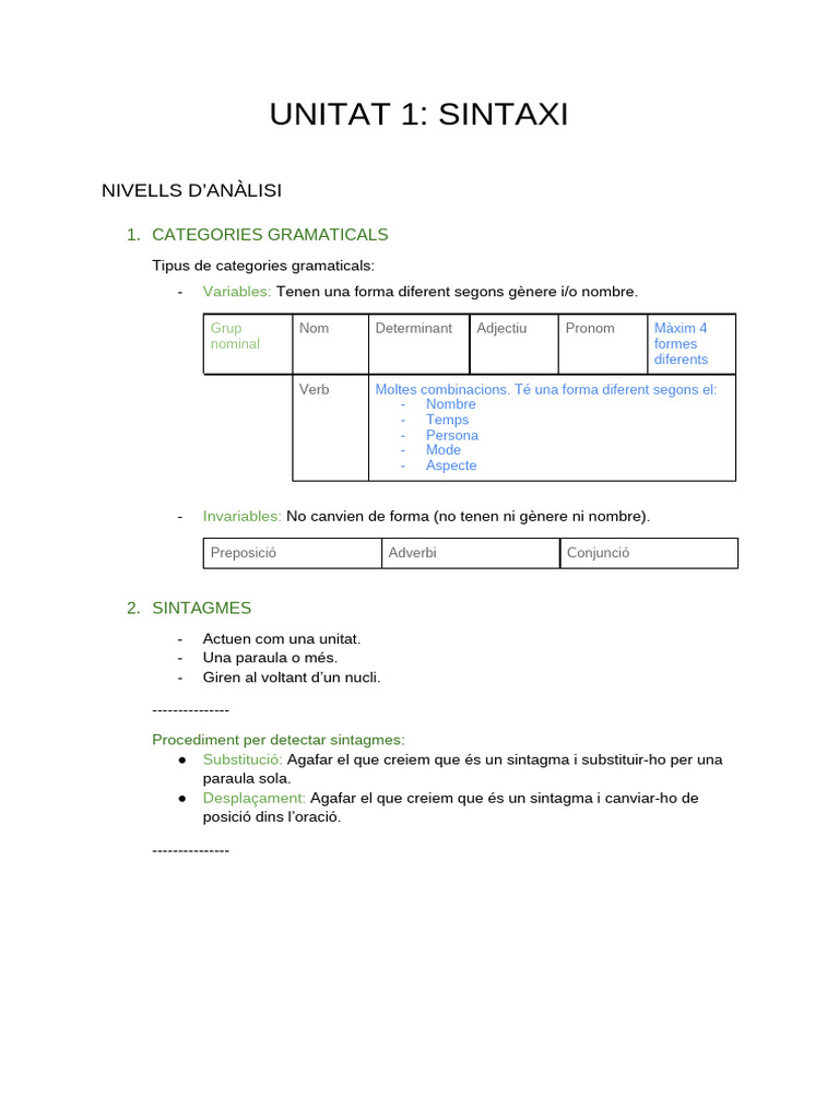 UNITAT 1_ SINTAXI | PDF