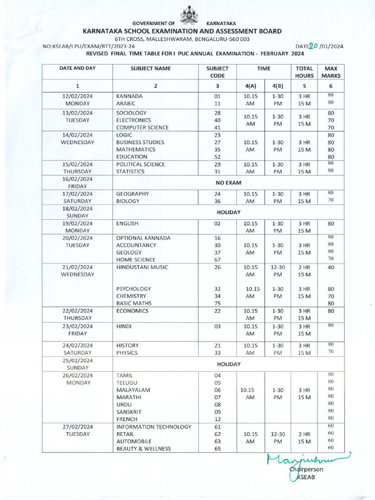 Revised_Final_Timetable _IPUC _Feb_2024 | PDF
