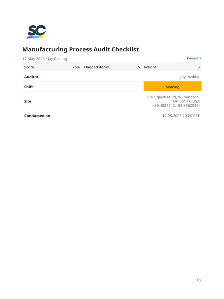 Manufacturing Audit Insights | PDF | Personal Protective Equipment ...