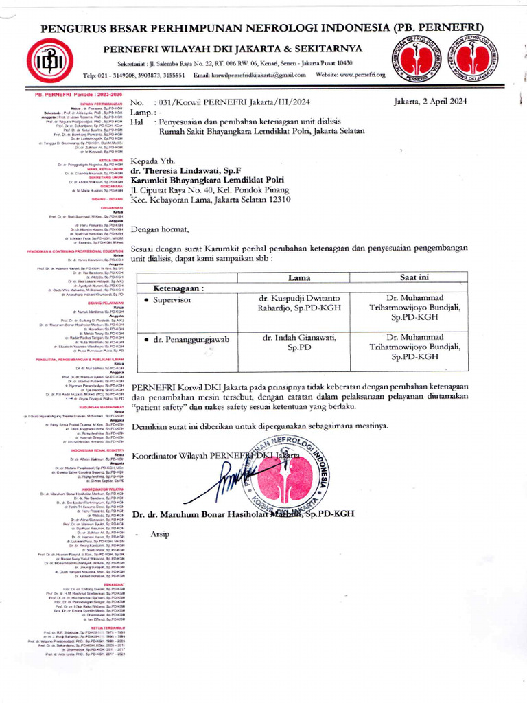 Surat Rekom Pernefri Pergantian Suprvr Dan DPJP Unit HD | PDF