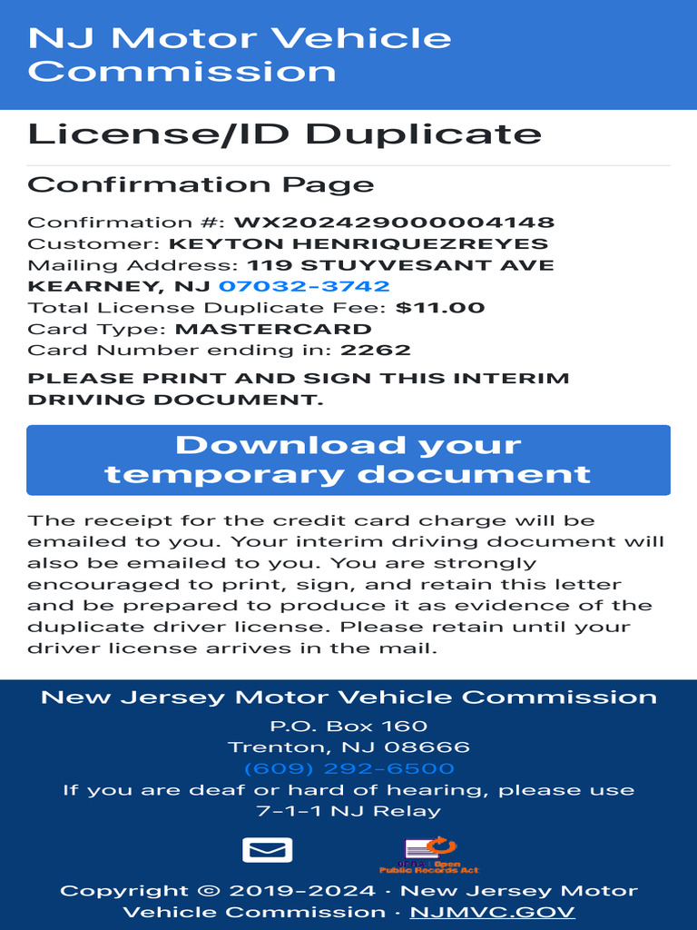 New Jersey Motor Vehicle Commission - Online Services | PDF | Business ...