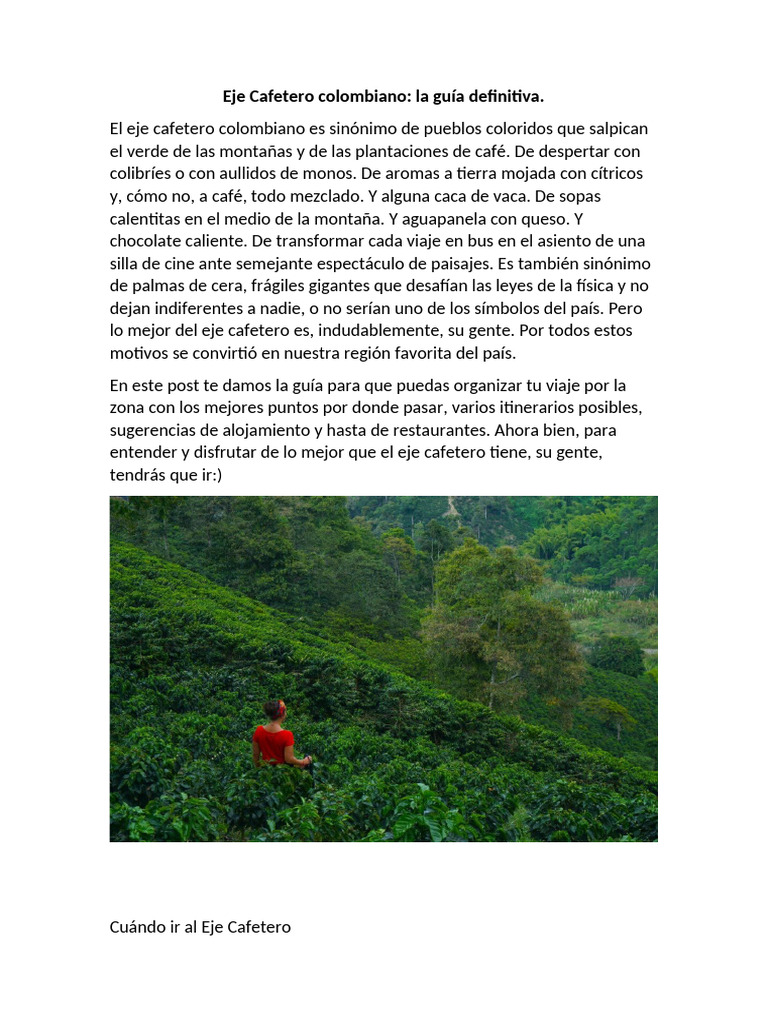 Colores y tradiciones del Eje Cafetero | PDF | café | Ciencias de la Tierra