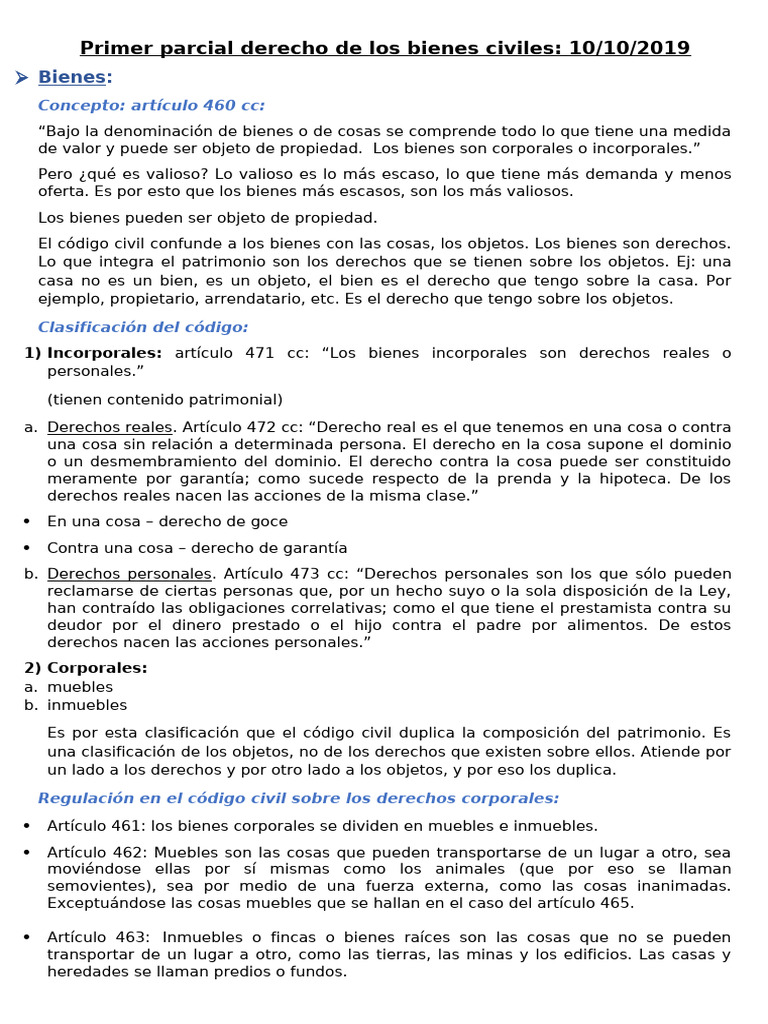 Resumen bienes ordenado | PDF | Propiedad | Bienes (Ley)