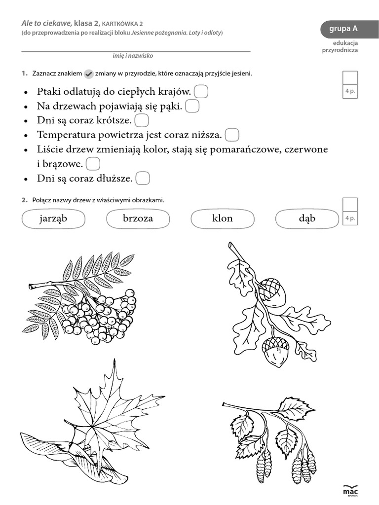 Kartkowka NR 2 Przyroda Kl2 Grupa A | PDF