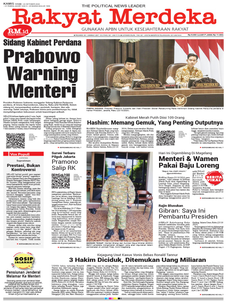 Koran Rakyat Merdeka Kamis 24 Okt 2024 | PDF