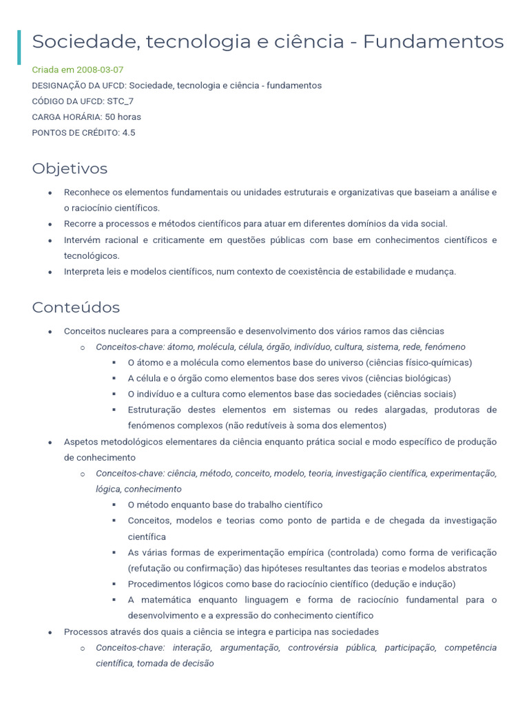 STC 7 - Fundamentos - Referencial | PDF | Science | Método científico