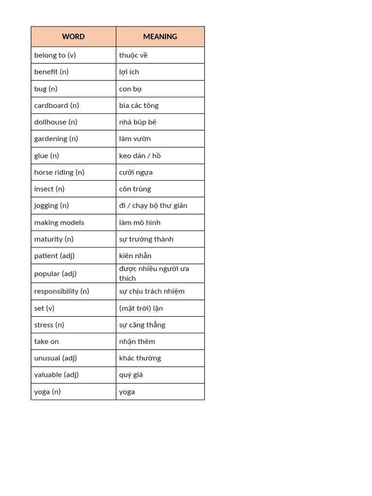 Vocabulary Unit 1 | PDF