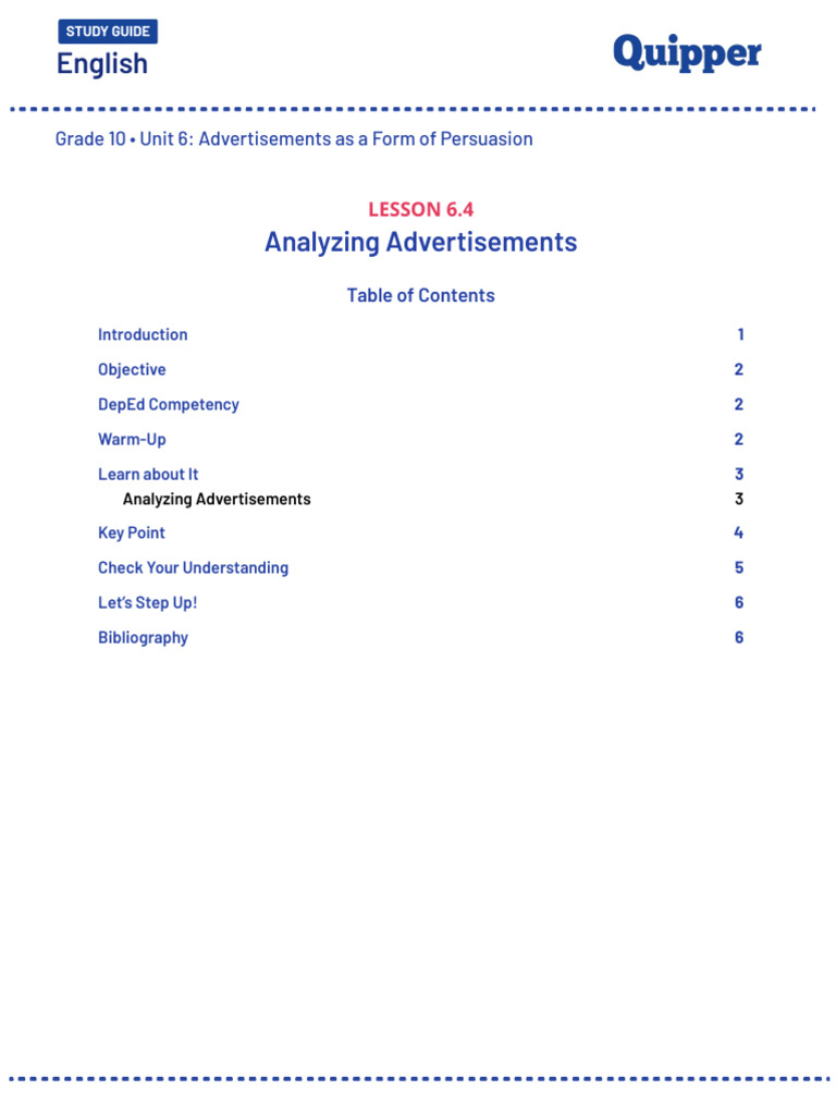 Unit 6 Lesson 4 - Analyzing Advertisements | PDF | Advertising | Target ...